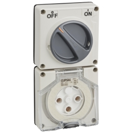 PDL32 32A 3 Pin 250V Switched Wall Outlet Socket